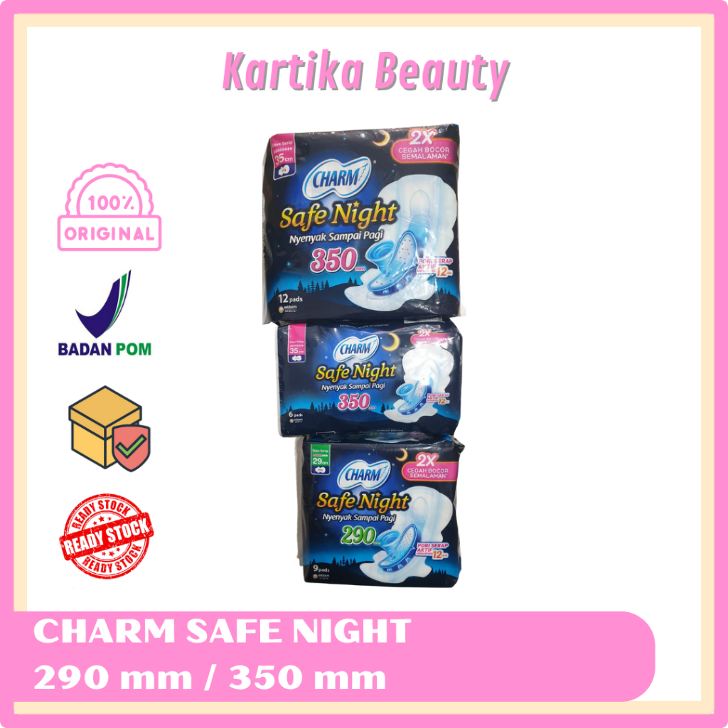 Jual PEMBALUT WANITA CHARM SAFE NIGHT 290 MM SOFTEK CARM MALAM PANJANG ...
