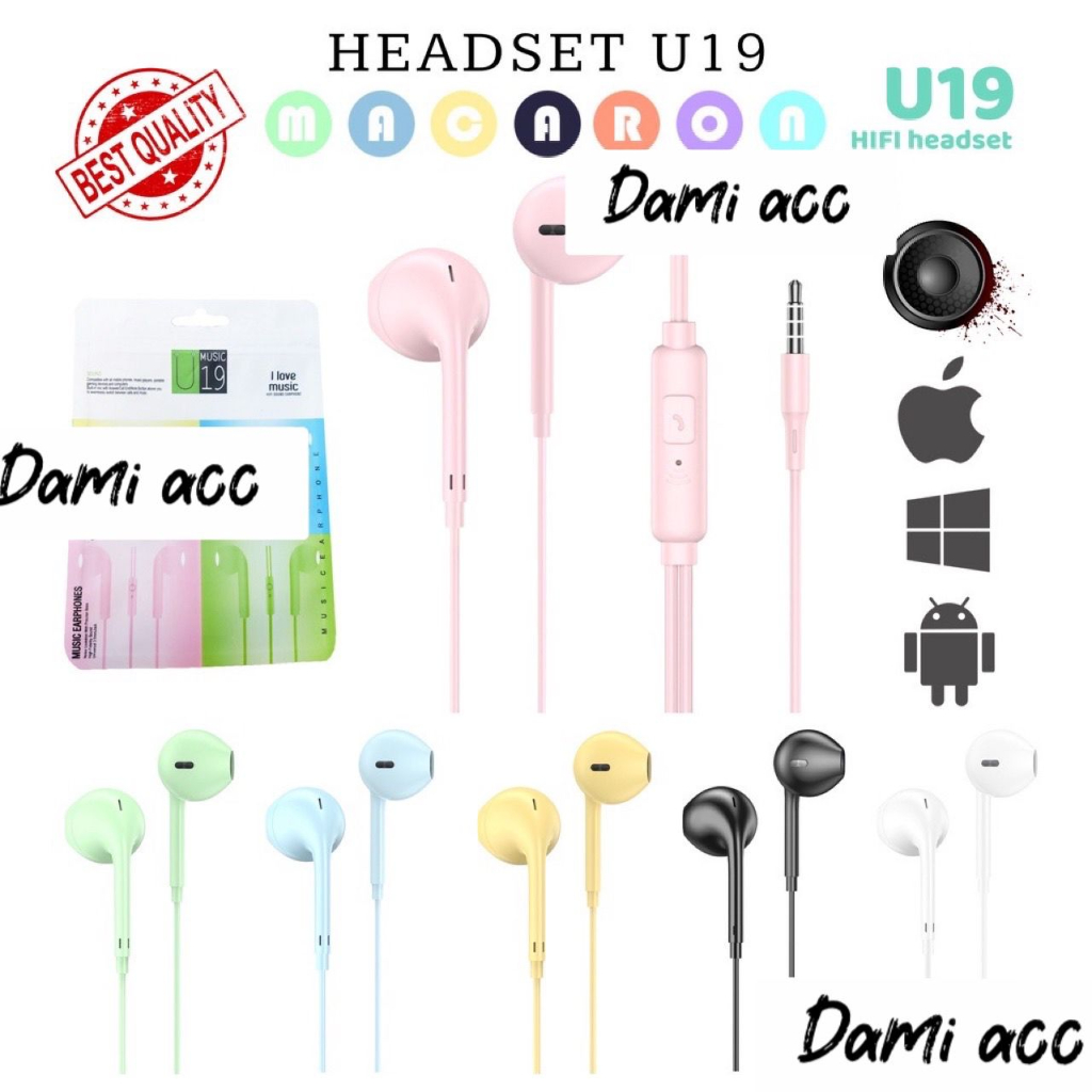 Jual headset murah hf macaron u19 handsfree kabel | Shopee Indonesia
