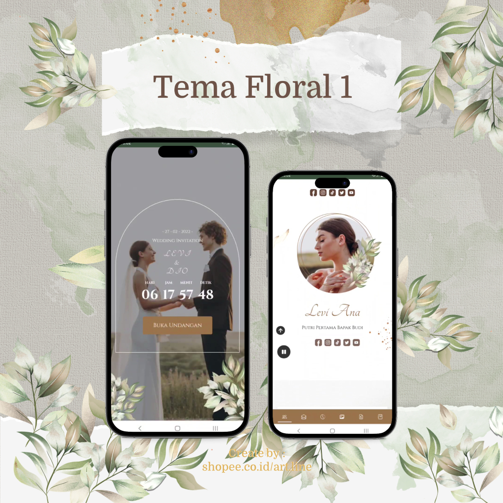 Jual Undangan Digital Pernikahan Website Tema Floral | Shopee Indonesia