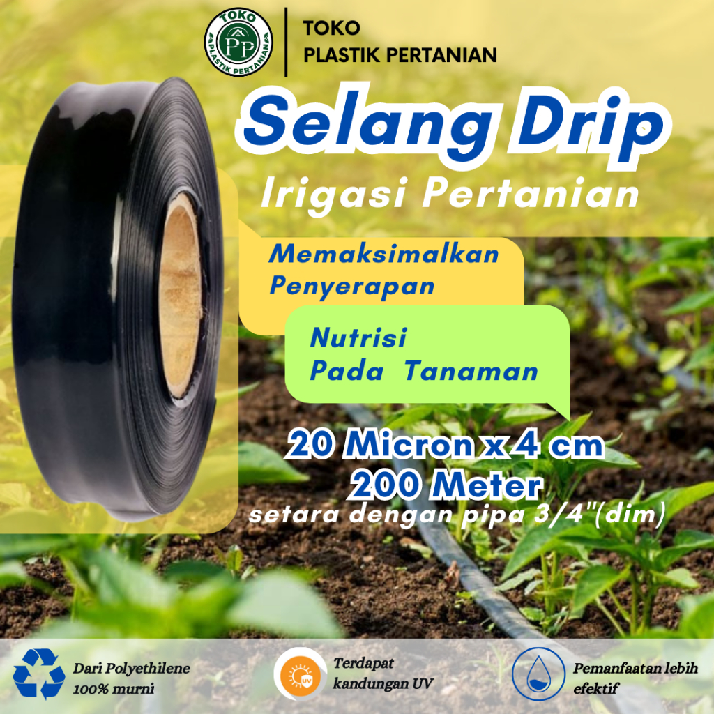 Jual Selang Drip 20 mikron 4cm 200 meter - Pipa 3/4 inch | Shopee Indonesia