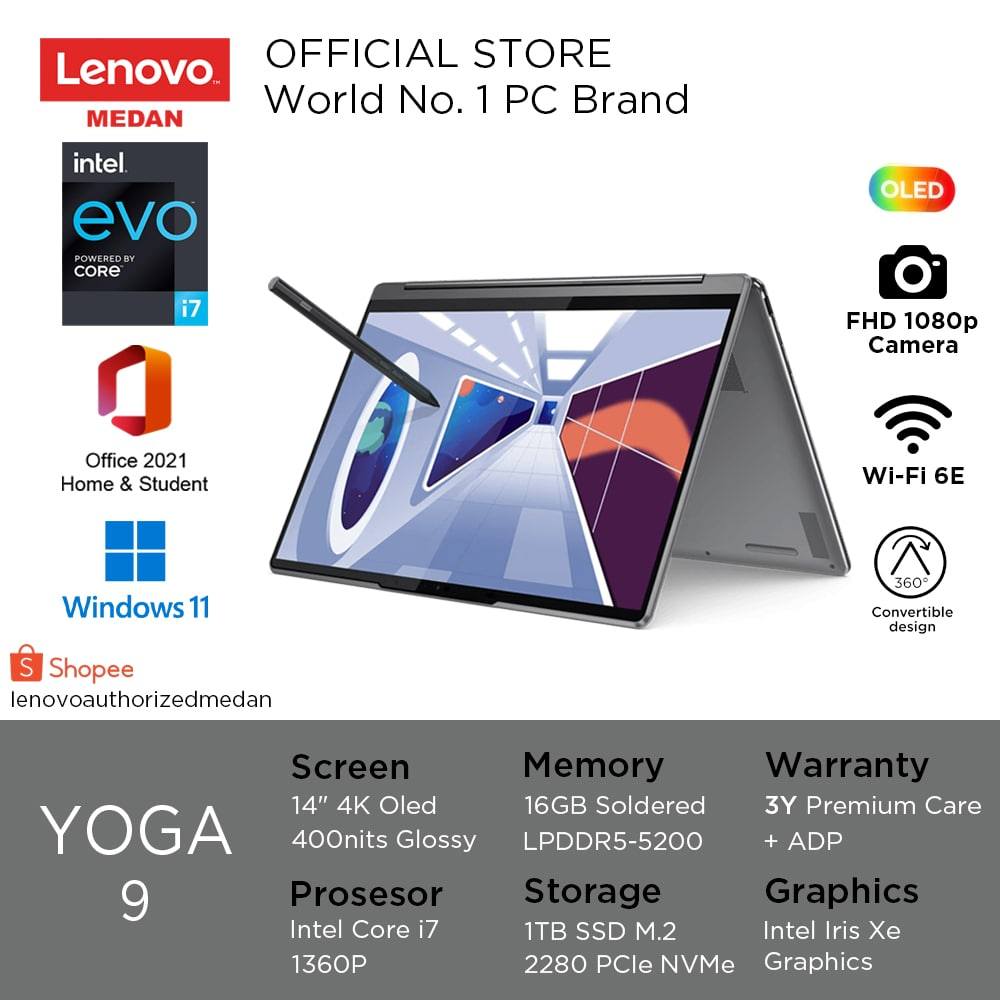 Jual LENOVO Yoga 9i 14IRP8 02ID, 0FID, Ci7-1360P/16GB/1TB M.2/W11HSL ...