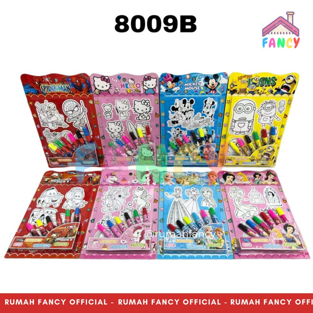Jual Perlengkapan Mewarnai / Colouring Kit 8009 + Sticker / Study Set ...