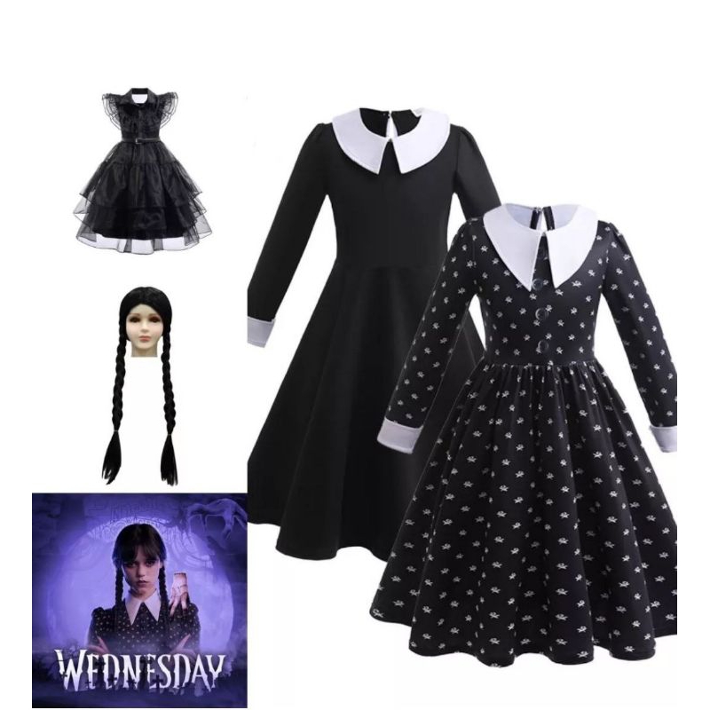Jual WEDNESDAY ADDAMS KOSTUM ANAK PEREMPUAN 100-160 | Shopee Indonesia