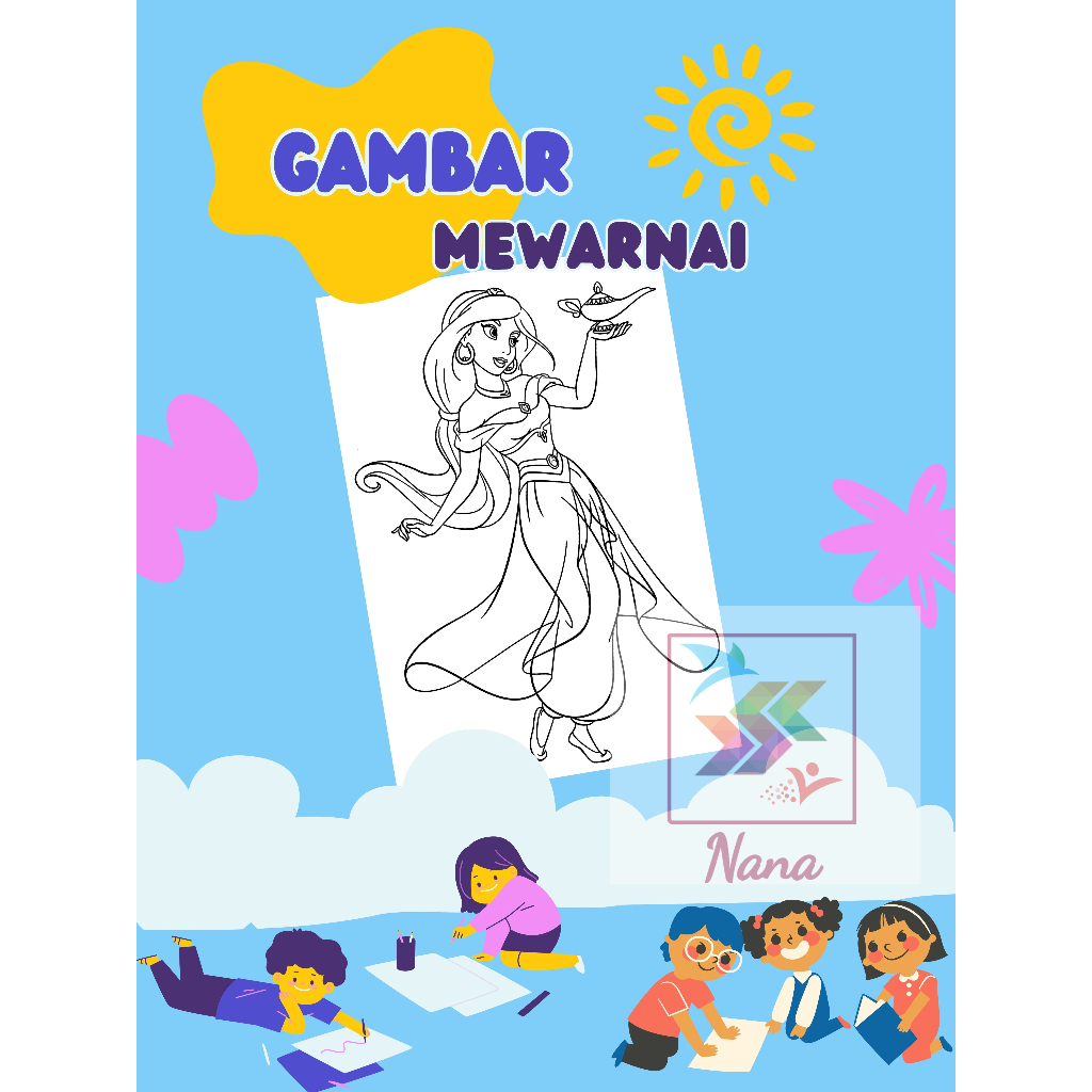 Jual Gambar Sketsa Mewarnai / Princes Disney / Part 1 / Gambar Sketsa ...