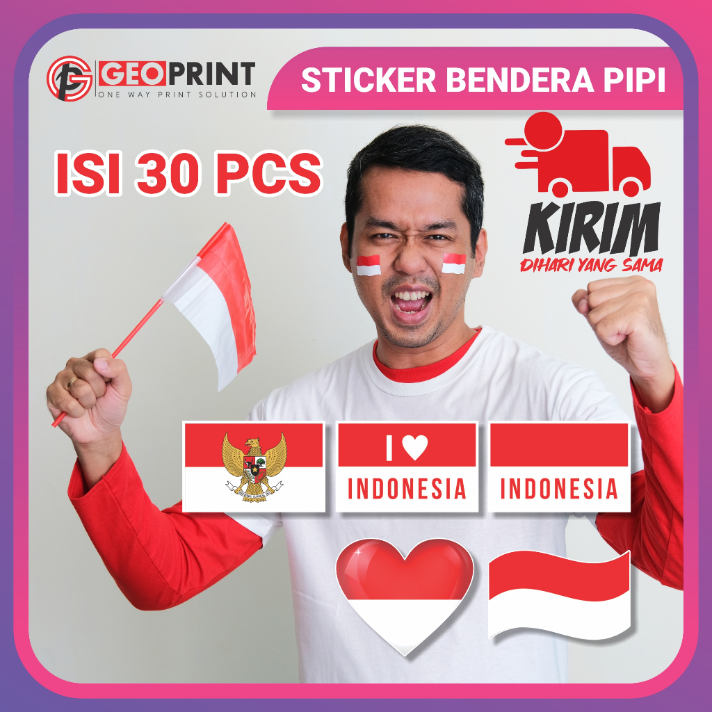Jual 30 pcs Sticker Pipi HUT RI Bendera Merah Putih Sticker Pipi 17 ...