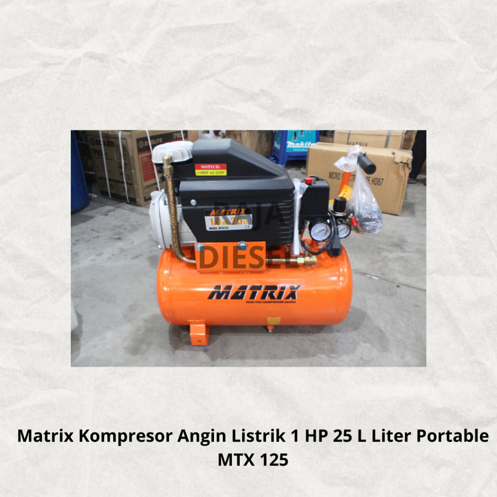 Jual Matrix Kompresor Angin Listrik 1 HP 25 L Liter Portable MTX 125 ...