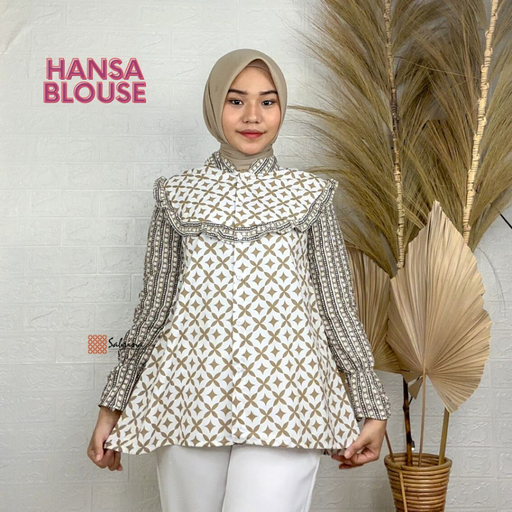 Jual HANSA BLOUSE Atasan Batik Kerja Kantor Wanita Modern Modis Katun ...