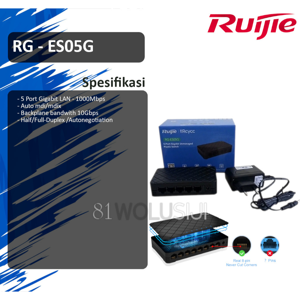 Jual Ruijie RG ES05G Gigabit Switch 5 port LAN 10/100/1000Mbps | Shopee ...