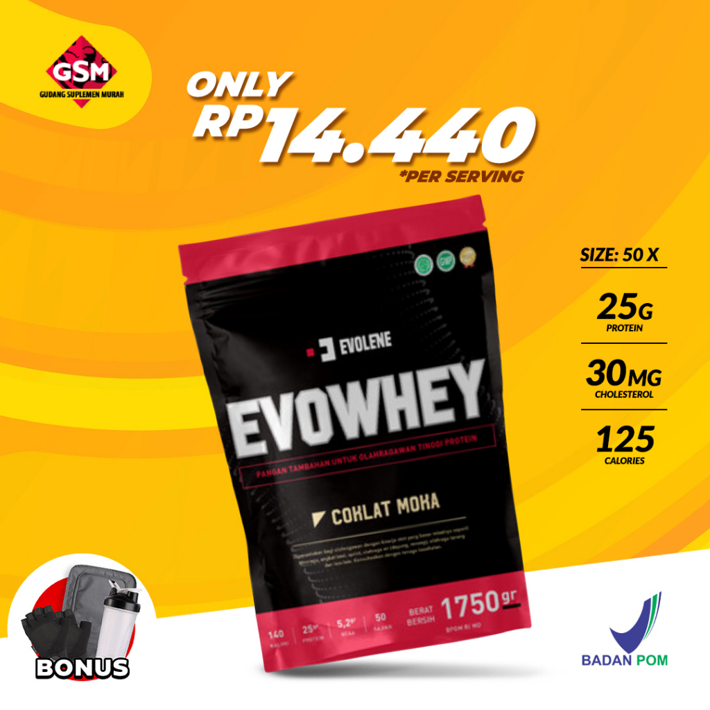Jual Evolene Evowhey Whey Protein 50 Sachet Suplemen Otot Gym | Shopee ...