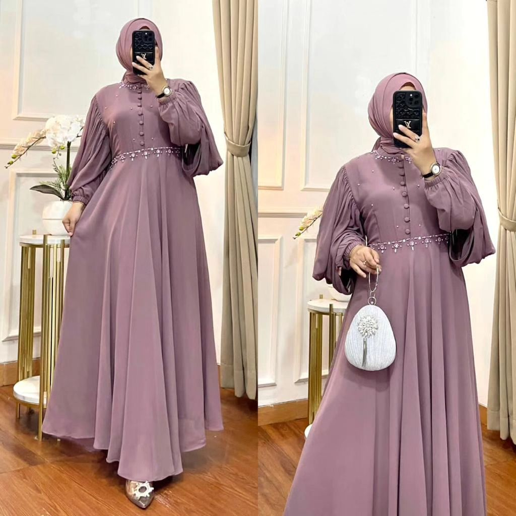 Jual Gaveena Dress Bahan Cerutty Babydoll Dress Kondangan Gamis Terbaru ...