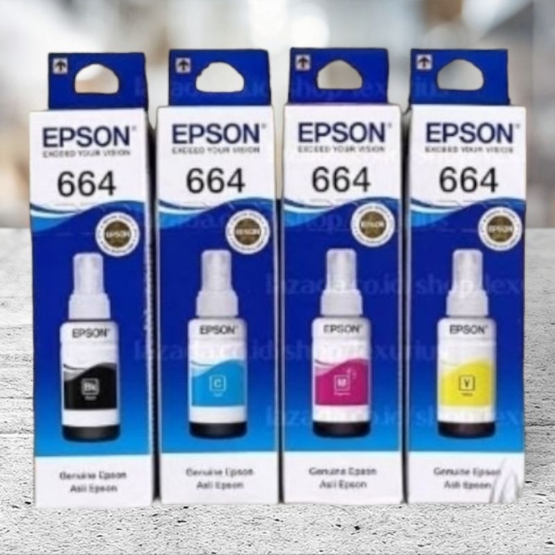 Jual Tinta epson 664 sepaket 4pcs For Printer L100 L110 L111 L120 L130 L132 L200 L210 L220 L222 ...