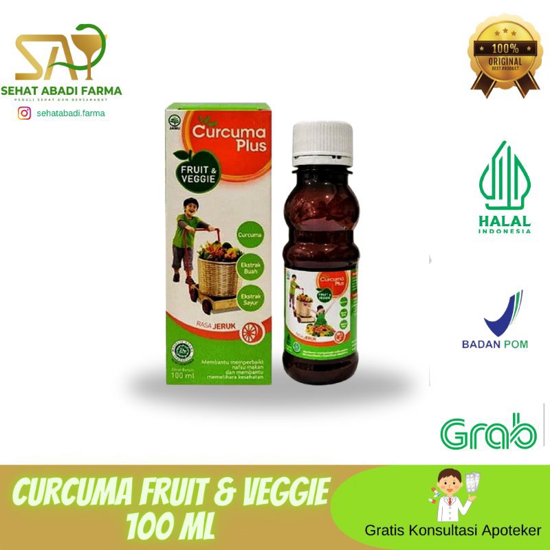 Jual Curcuma Plus Fruit And Veggie Jeruk Sirup 100 ml Multivitamin ...