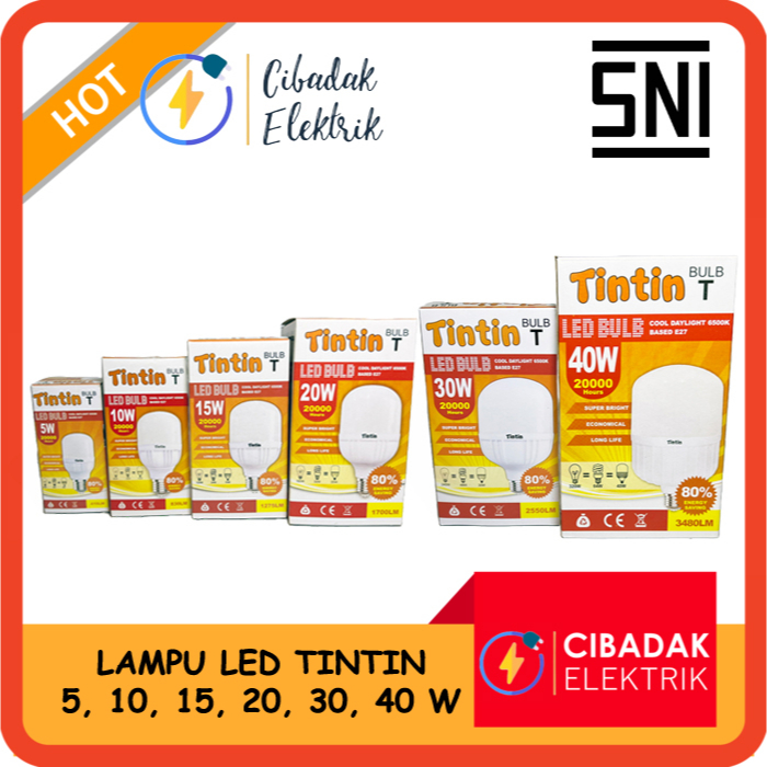 Jual LAMPU BOHLAM LED BULB 5 10 15 20 30 40 WATT TINTIN / LED T BULB | Shopee Indonesia