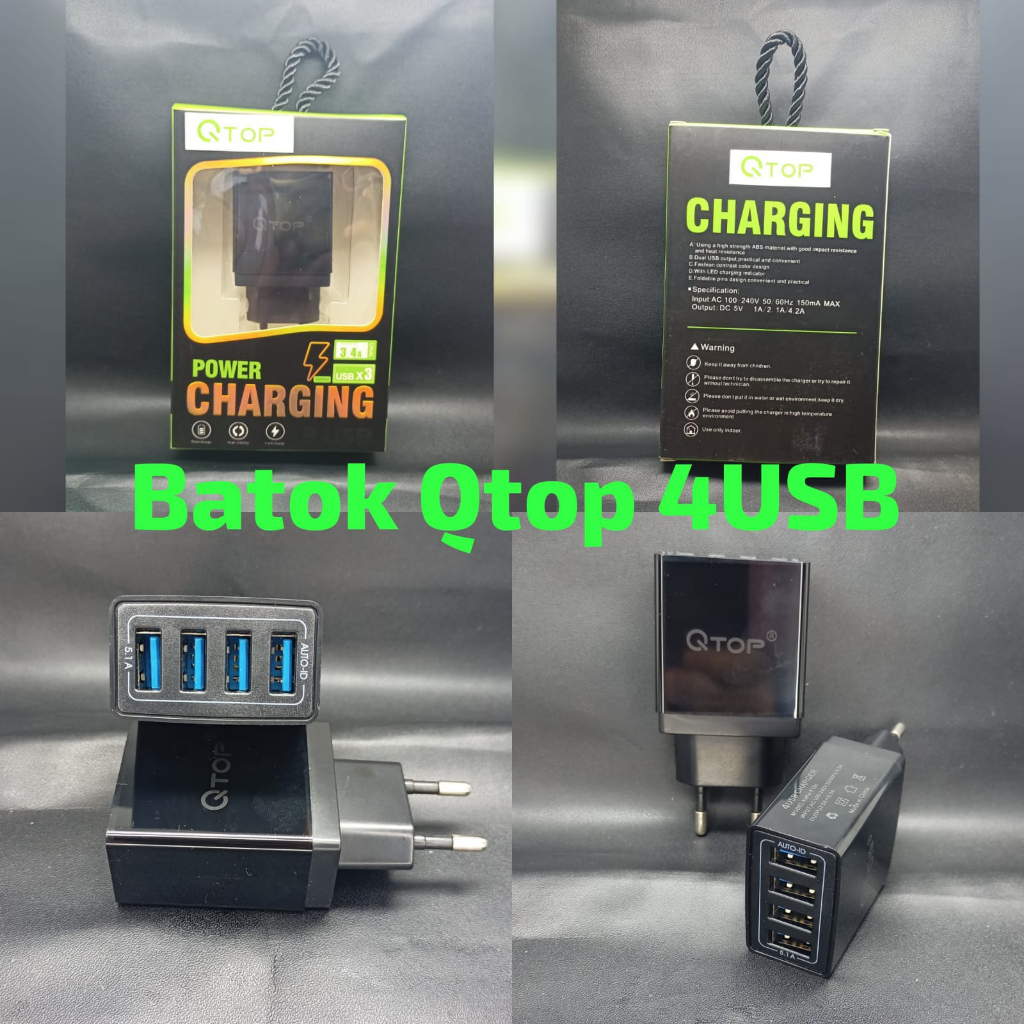 Jual BATOK CHARGER PALA CASAN CHARGER QTOP 4USB 5.1A FAST CHARGER ...