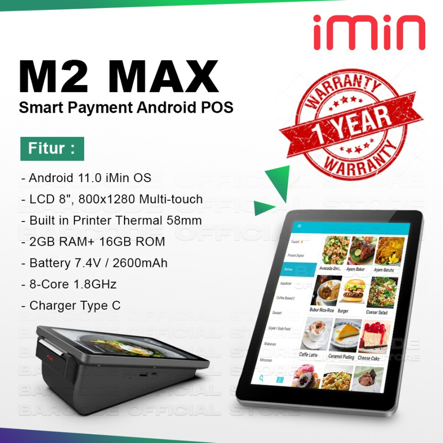 Jual Mesin Kasir Imin M2 MAX Touchscreen 2gb Printer Termal 58 mm Resto Cafe Retail | Shopee ...