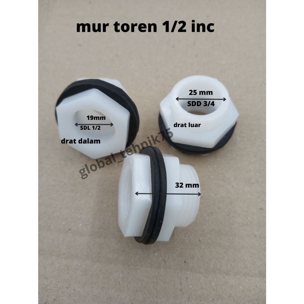 Jual TERMURAH Mur toren 1/2" drat toren 1/2 inch DRAT TANDON AIR KOLAM ...