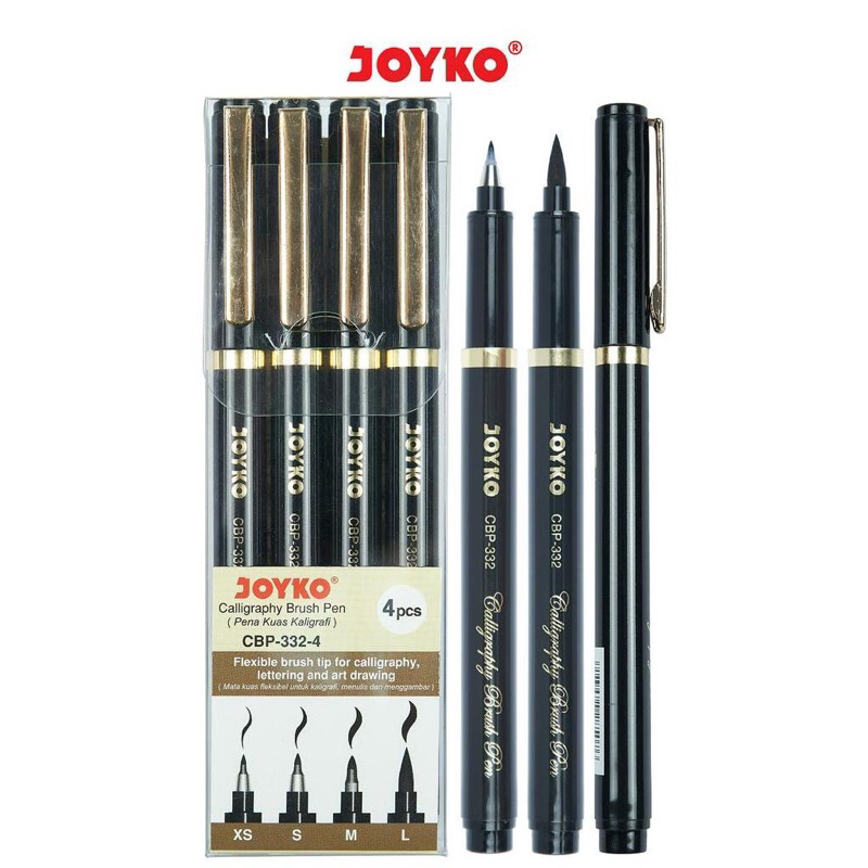 Jual 1 Set!! PENA KALIGRAFI JOYKO CALLIGRAPHY BRUSH PEN CBP-332-4 ...