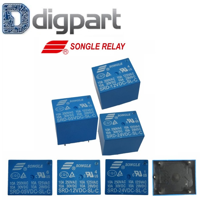 Jual Relay Songle 5P 10A 5V 12V 24V SRD-05VDC-SL-C SRD-12VDC-SL-C SRD | Shopee Indonesia
