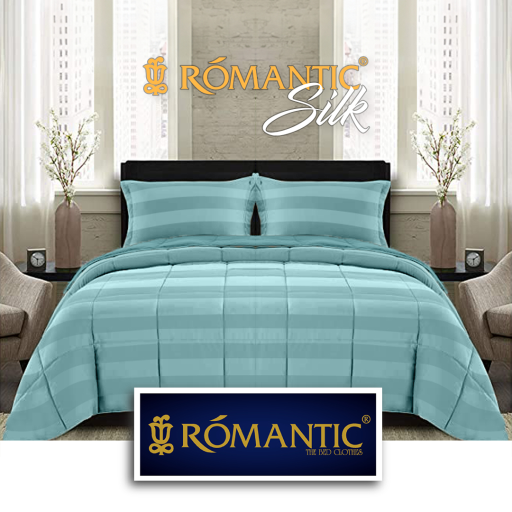 Jual Bedcover Sprei Set Microtensel Silk by ROMANTIC Silk motif salur ...