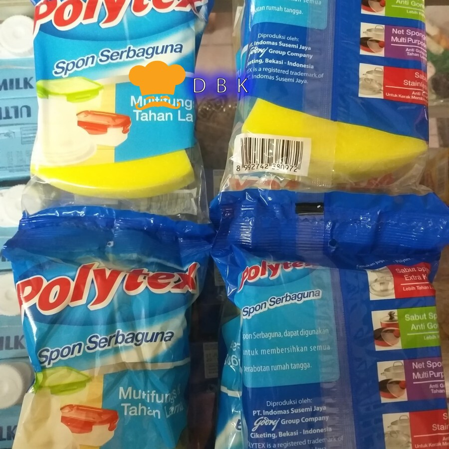 Jual POLYTEX SPON 1pcs multifungsi awet cuci piring sabut spon kuning ...