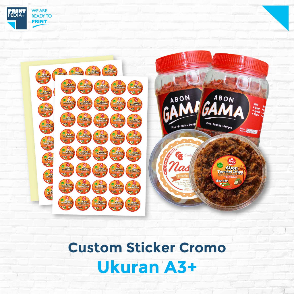 Jual Cetak Sticker Label Chromo A3+ Kemasan Brand Logo Produk Olshop ...