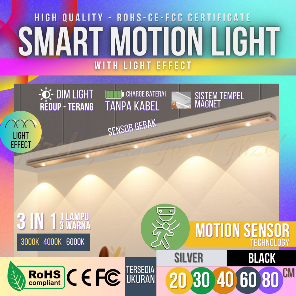 Jual Lampu Sensor Gerak Wireless Smart Motion Baca Lemari Otomatis LED ...