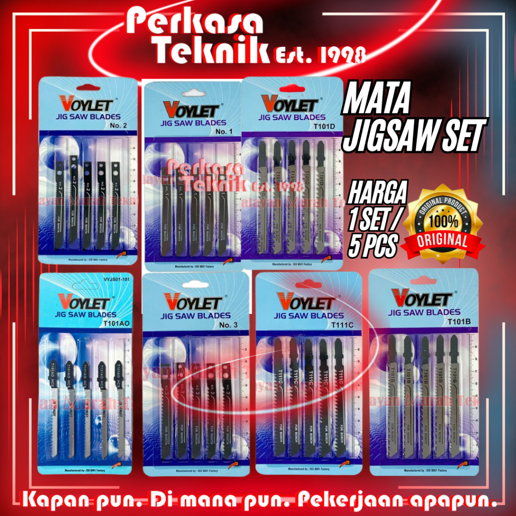 Jual VOYLET Mata Jigsaw Gergaji Kayu Potong Triplek Jig Saw Blade 5pcs ...