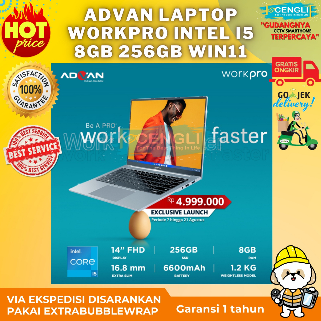 Jual ADVAN Notebook Laptop Workpro Intel I5 14'' FHD IPS 8GB 256GB Win ...