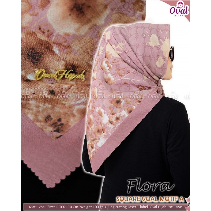 Jual S4 Standart Voal 110 x110 FLORA by Oval Hijab (eksklusif) | Shopee Indonesia