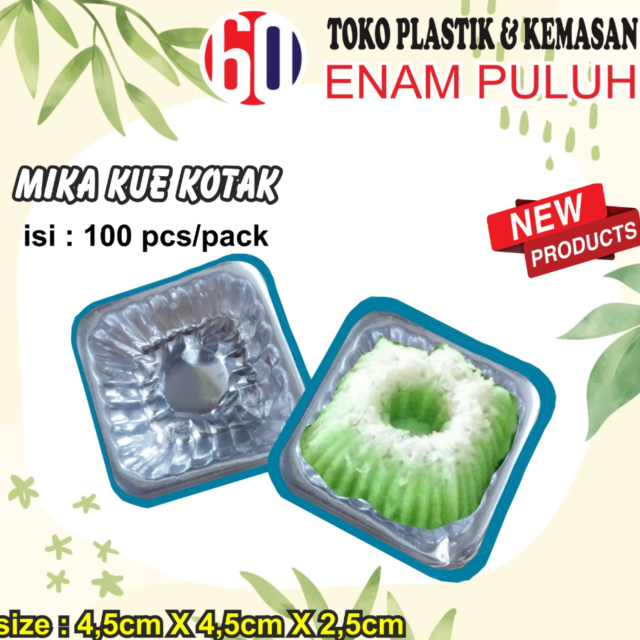 Jual Mika Kue Kotak 1pack isi 100pcs / mika alas kue kotak / mika cup ...
