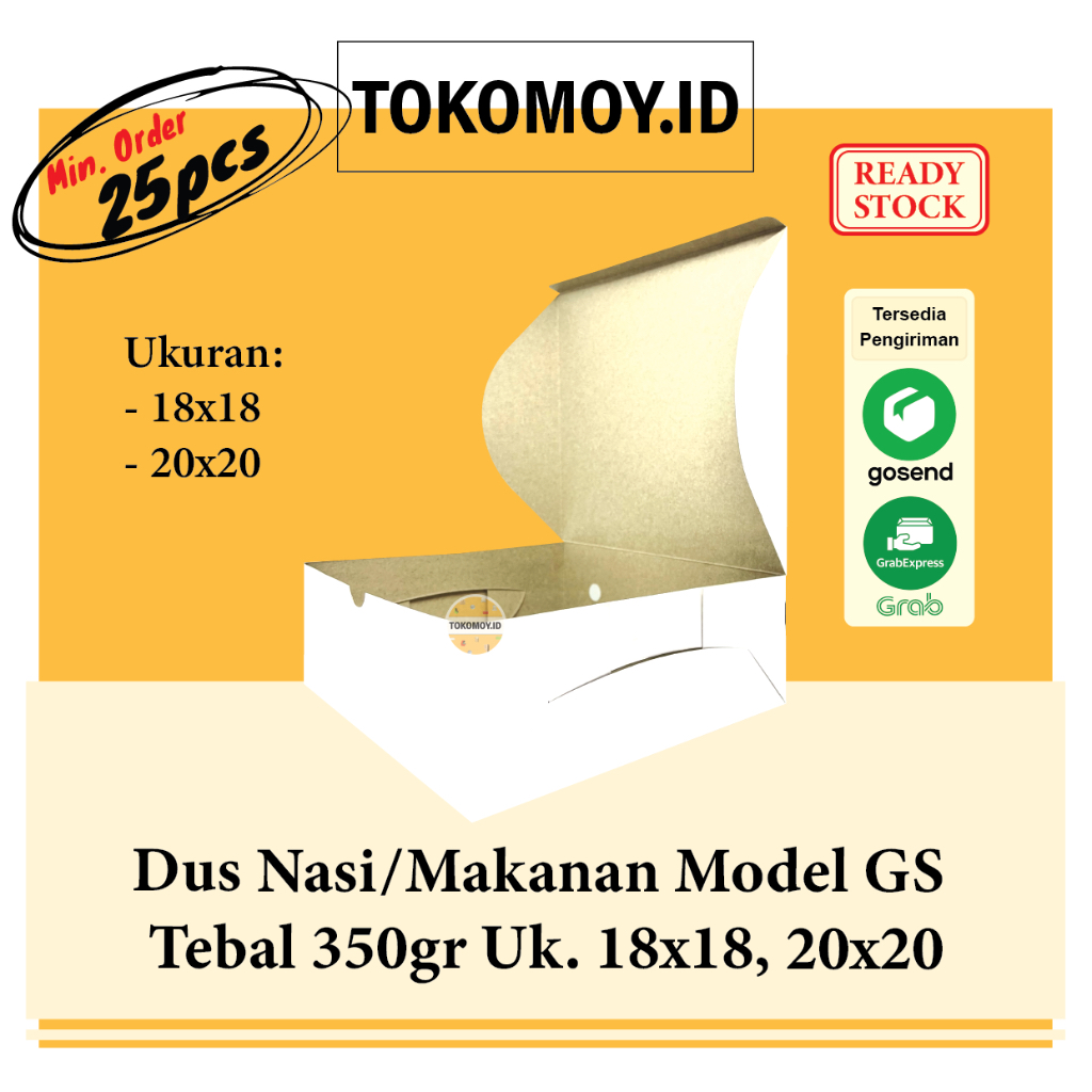 Jual Dus GS Putih Polos Tebal 350gr Uk. 18x18 , 20x20 / Box Nasi Kotak ...