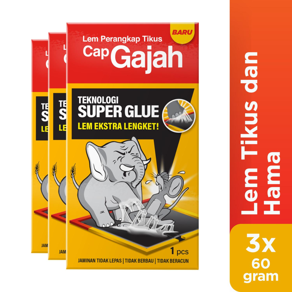 Jual Cap Gajah Lem Perangkap Tikus dan Hama Super Glue 60gr x3 | Shopee ...