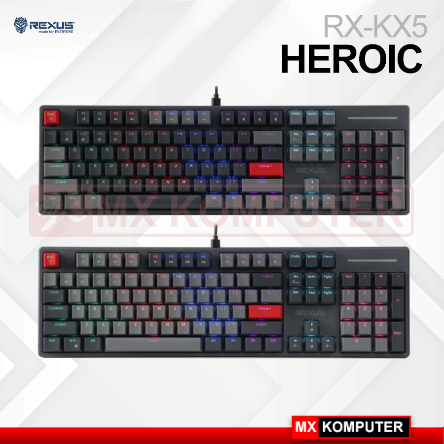 Jual Keyboard Rexus KX5 Heroic Mechanical Full Size Detacable Type C | Shopee Indonesia