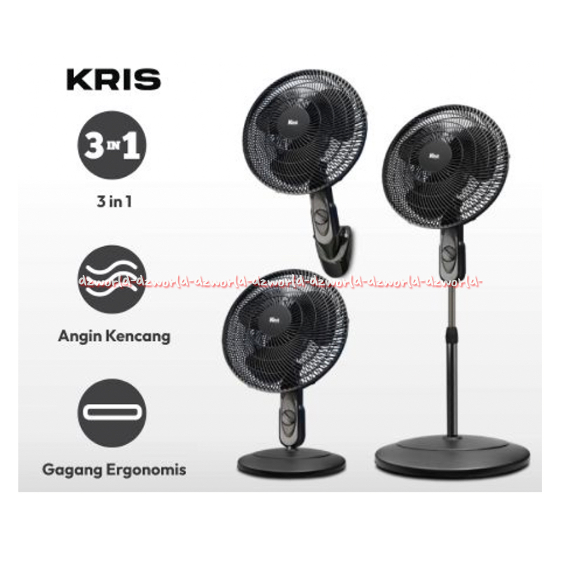 Jual Kris Home Appliance 3-in-1 Fan 16inchi Desk Wall Stand Kipas Angin ...