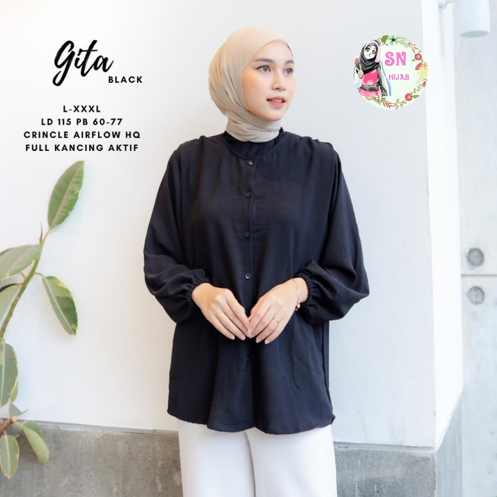 Jual BLOUSE CRINKLE AIRFLOW WANITA POLOS TERBARU KOREAN STYLE LENGAN PANJANG / PAKAIAN WANITA ...