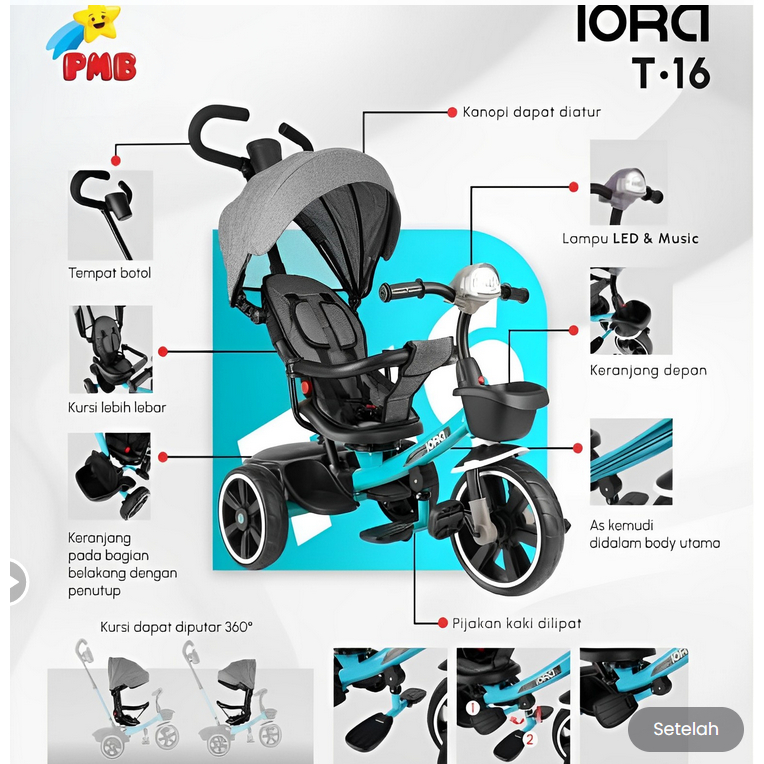 Jual SEPEDA RODA TIGA ANAK KURSI BISA BOLAK BALIK \ STROLLER BIKE ANAK ...