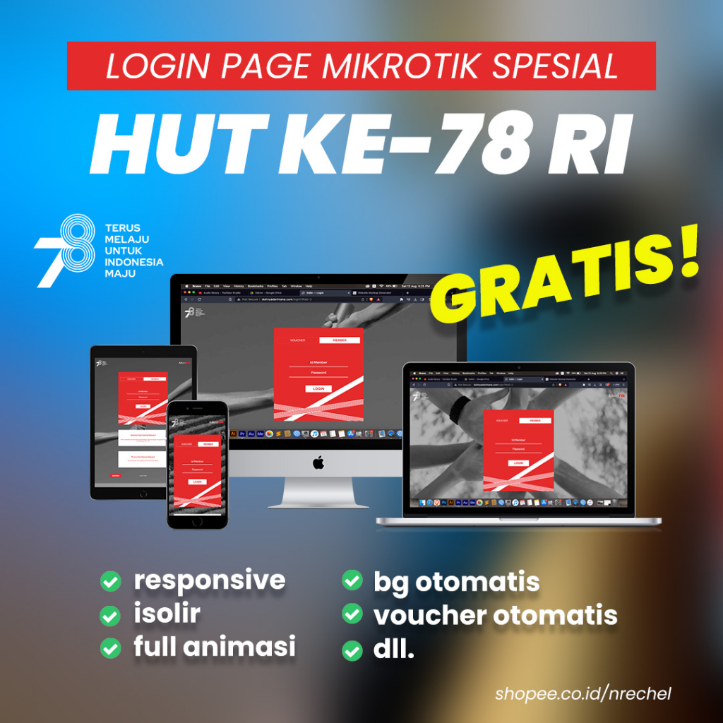 Jual LOGIN PAGE MIKROTIK SPESIAL HUT 78 RI | Shopee Indonesia
