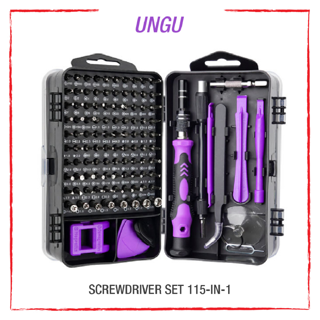 Jual [115-in-1] Obeng Set Magnetic Peralatan Servis HP, Kamera Presisi ...