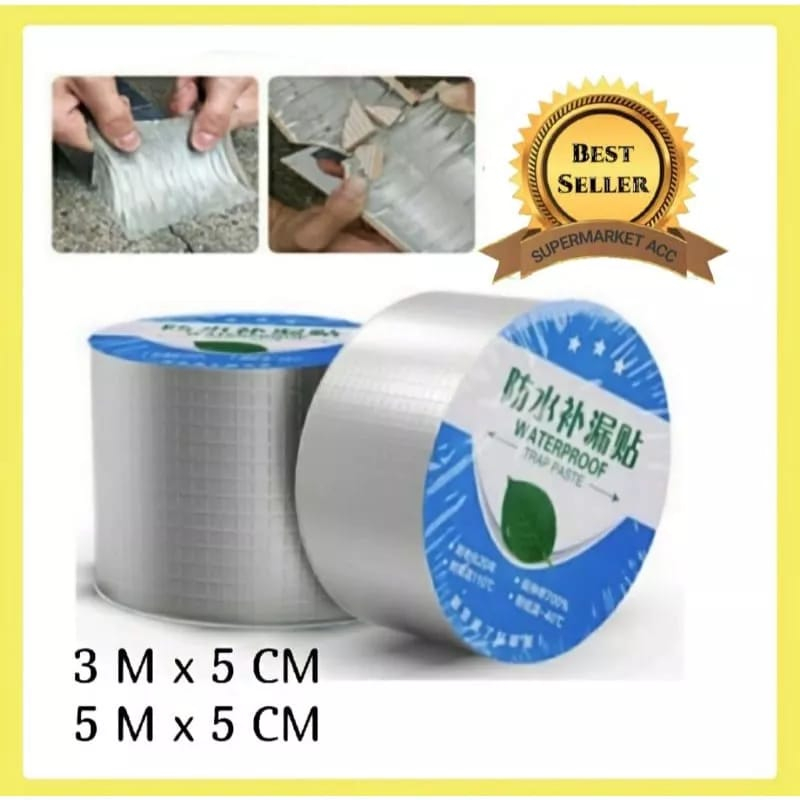 Jual Lakban Aluminium Foil Tahan Air Anti Bocor Super Kuat Tape Butyl Waterproof 123R | Shopee ...