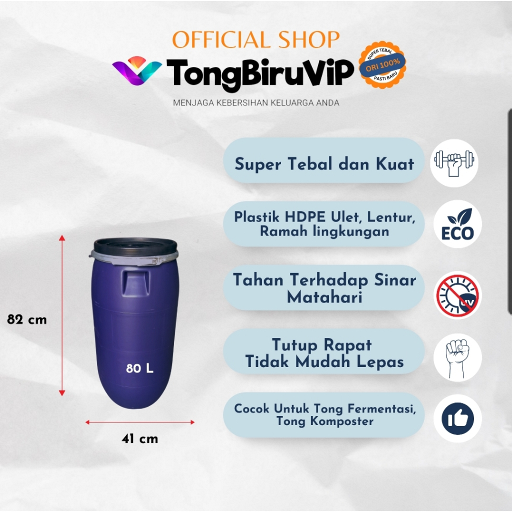 Jual 80L FULLSET Tong Fermentasi Biru/ Tempat Sampah Biru SUPER TEBAL ...
