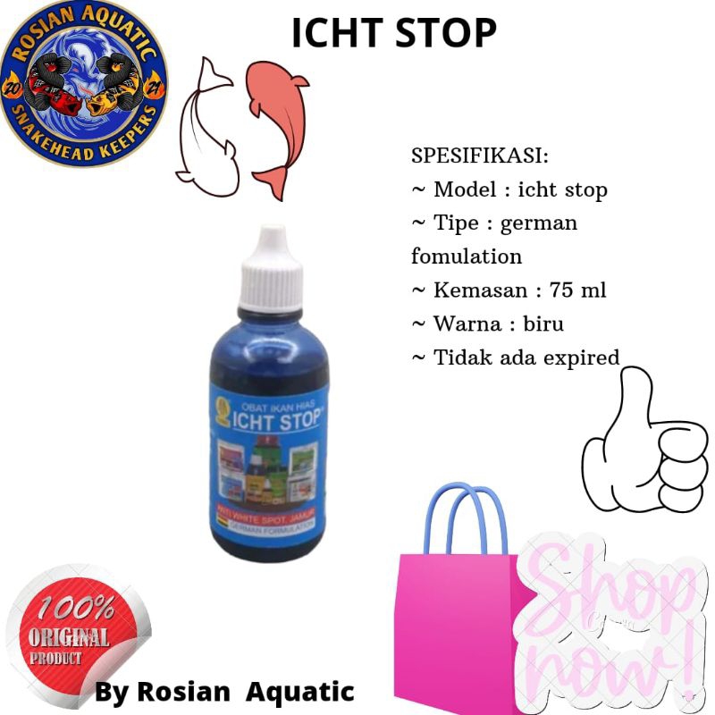 Jual ICHT OBAT BIRU IKAN ANTI WHITE SPOT JAMUR SIRIP PUTIH KUNCUP 75ML ...