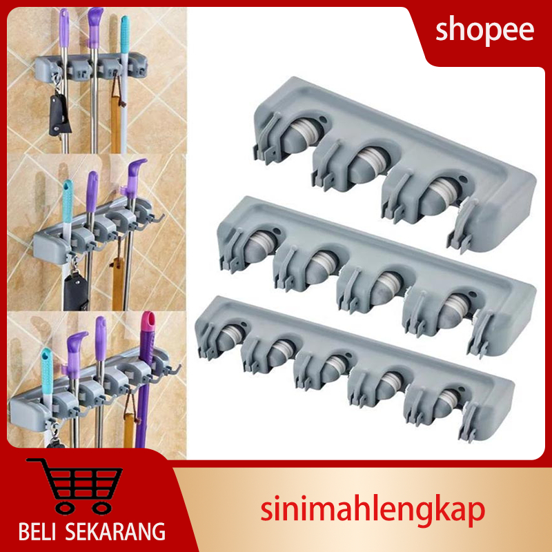 Jual Rak penyimpanan sapu pel Gantungan Sapu Dan Kain Pel 3,4, 5 Slot ...