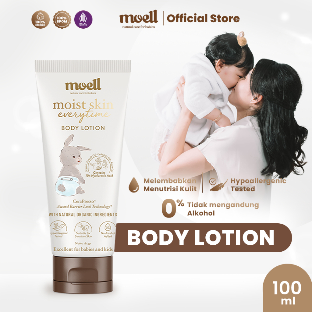 Jual Moell Baby Body Lotion 185 gr | Moist Skin Everytime 185gr / moell ...