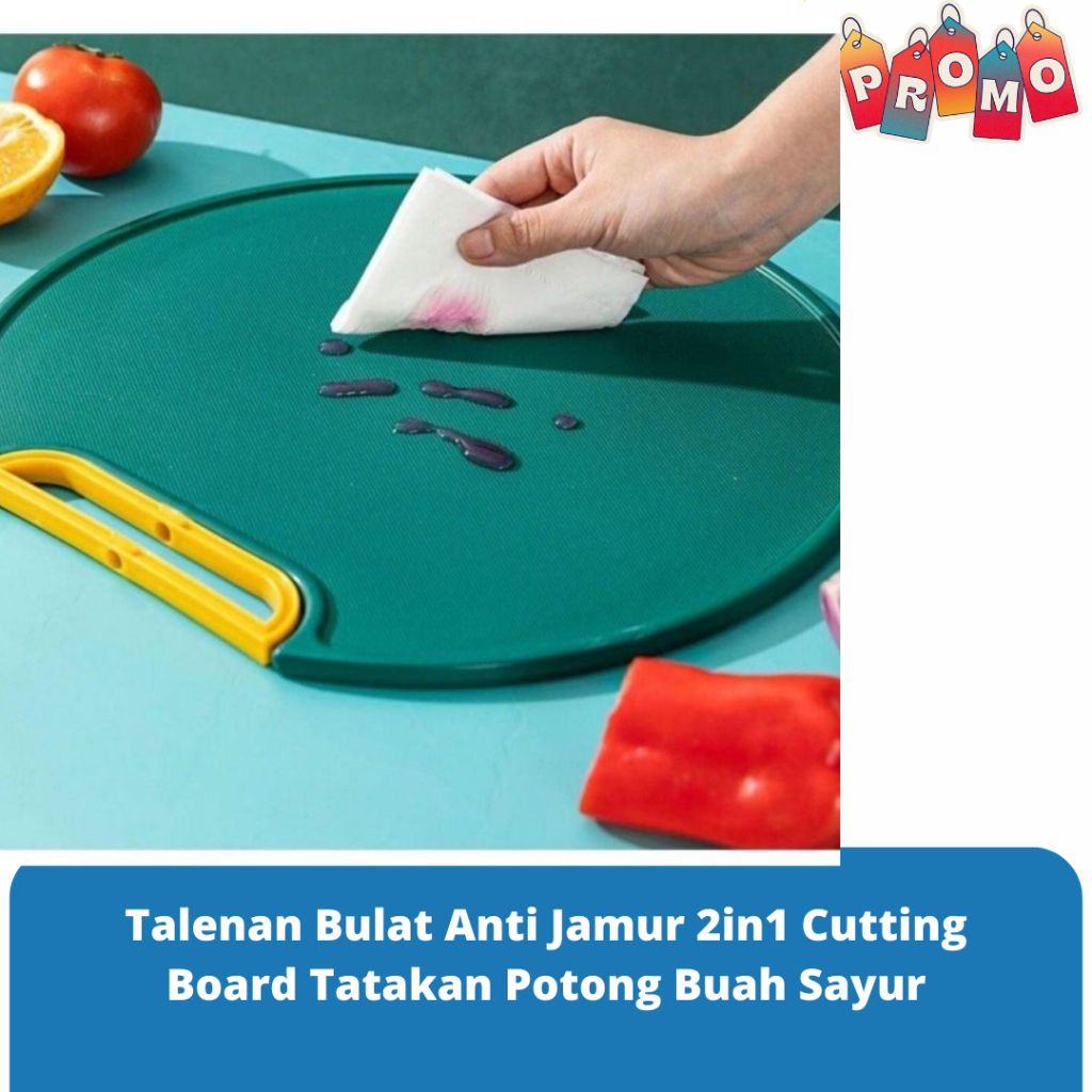 Jual Talenan Bulat Anti Jamur 2in1 Cutting Board Tatakan Potong Buah ...