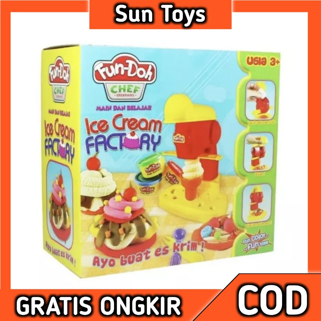 Jual PLAY DOH FUNDOH Ice Cream Factory 28041// Mainan Anak FUN-DOH ...