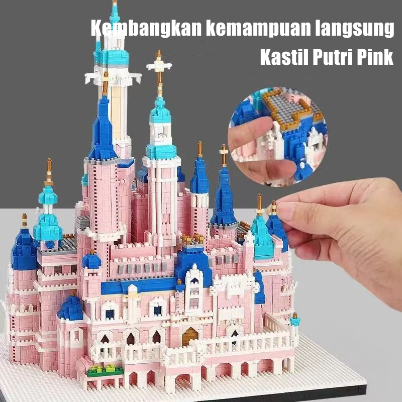 Jual Tokmon Nano Balok Princess Castle DIY 3D Swan Lake Blok Bangunan ...