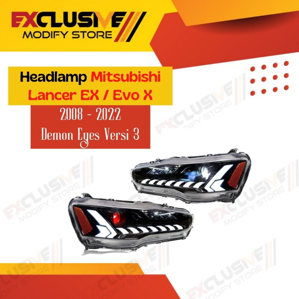 Jual HEADLAMP MITSUBISHI LANCER EX/EVO X V3 DEMON EYES 2008-2022 FULL ...