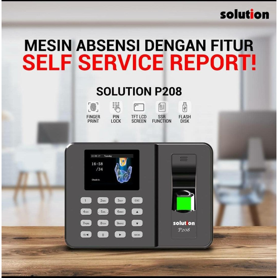 Jual Mesin Absensi Solution P208 Fiingerprint Absen Sidik Jari USB | Shopee Indonesia