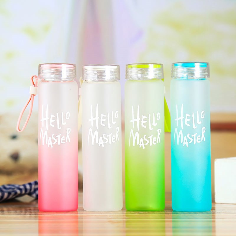 Jual Botol Minum Kaca Hello Master Tempat Minum Kaca Lucu 500 ML ...