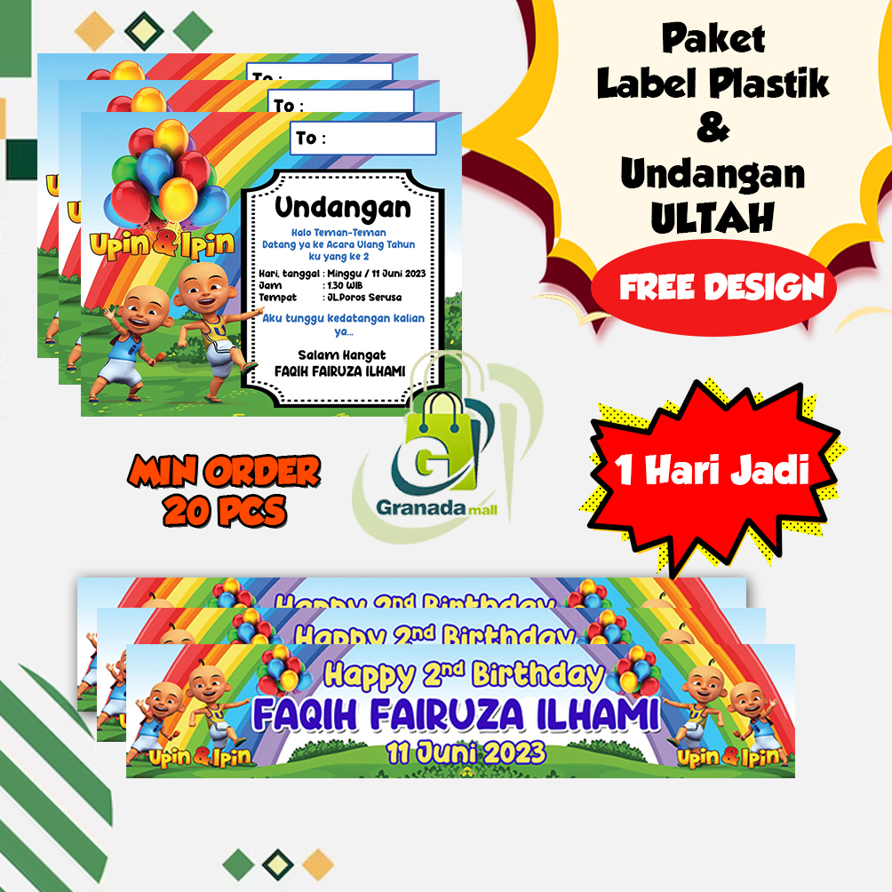 Jual PERLENGKAPAN ULTAH ANAK LABEL PLASTIK BINGKISAN SNACK DAN UNDANGAN ...